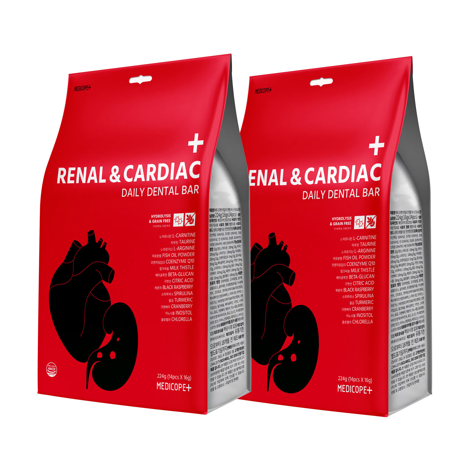 메디코펫 데일리 덴탈 바 양치껌 치석제거 레날&카디악 14p x 2개 | 도그팡